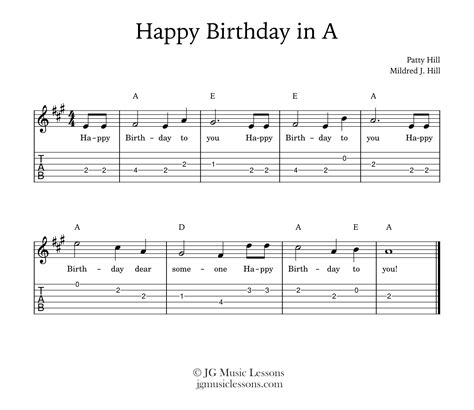 Happy Birthday Guitar Sheet Music With Tabs Chord Charts And Melody In