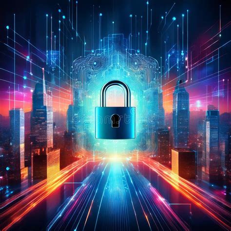 Business Cityscape With Digital Padlock Overlay Symbolizing Secure Tech Infrastructure