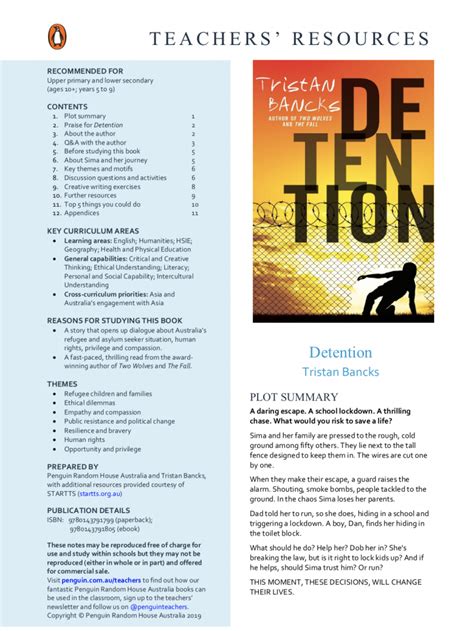 Detention Teachers Resources Tristan Bancks