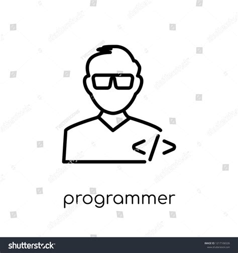 Programmer Icon Trendy Modern Flat Linear Stock Vector Royalty Free