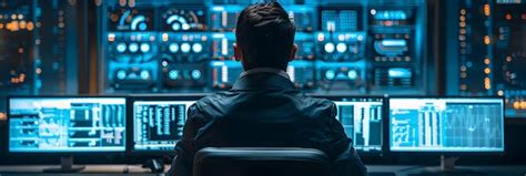 Photo Realistic Concept Of A Data Security Analyst Monitoring Threats To Manage Cyber Risks And