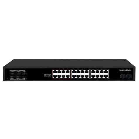 24 Port Cctv Poe Switch Gigabit Network Sfp Optical Uplink Unmanaged 300w Budget