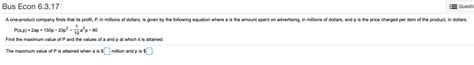 Solved Bus Econ 6 3 17 Questi A One Product Company Finds