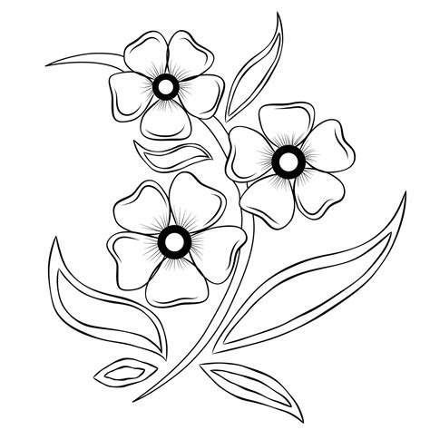 Free Vector Line Art And Hand Drawing Flower Art Black And White Flat