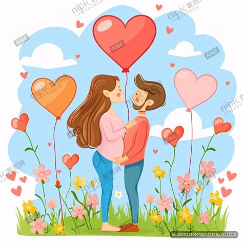 Ai创作图孕期夫妻插画 卡通爱心情侣背景 卡通情侣插画 情人节情侣元素 浪漫情侣插画 浪漫爱情插画 恩爱情侣插画 情人节卡通情侣 卡通情人节