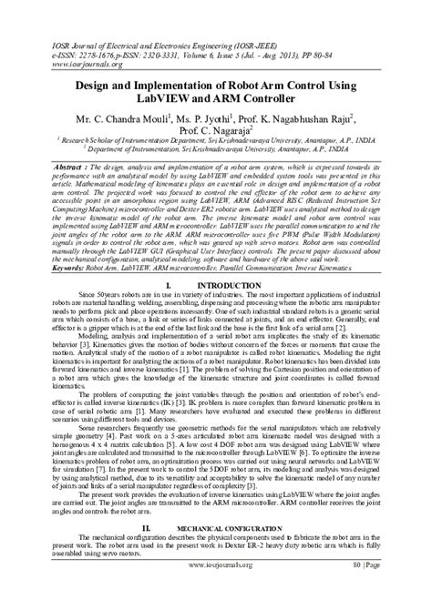 Pdf Design And Implementation Of Robot Arm Control Using Labview And