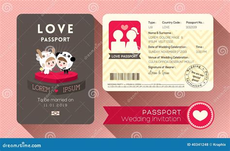 Passport Wedding Invitation Stock Vector Illustration Of Layout