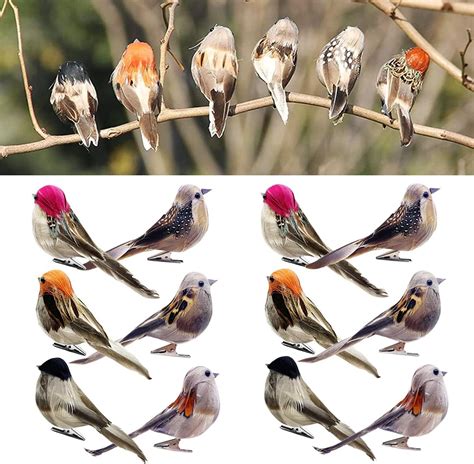 12pcs Artificial Birds Clip On Birds Christmas Tree