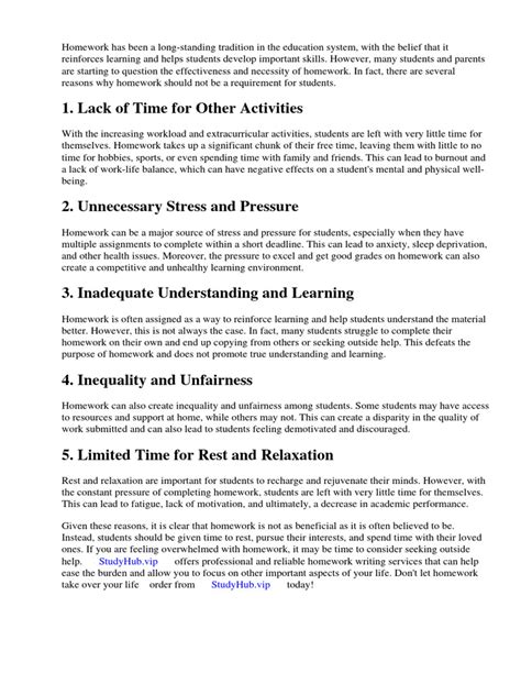 Reasons Why You Shouldnt Have Homework Pdf Homework Teachers