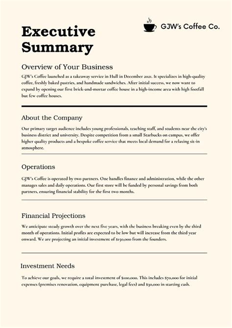 How To Write An Executive Summary Of A Business Plan Example And Guide