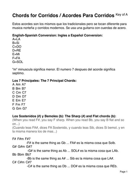 Chords For Corridos Acordes Para Corridos Pdf Acorde Música Teoría Musical