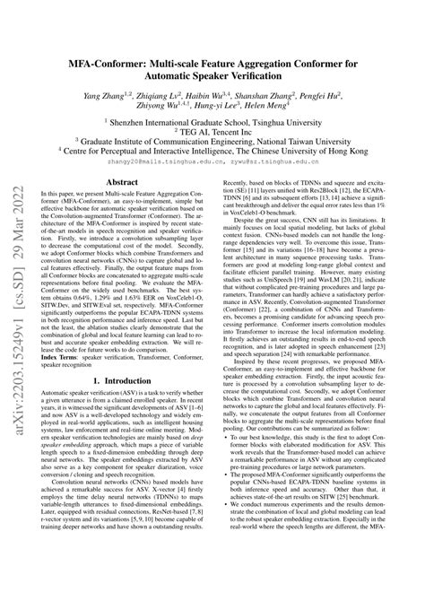 Pdf Mfa Conformer Multi Scale Feature Aggregation Conformer For Automatic Speaker Verification