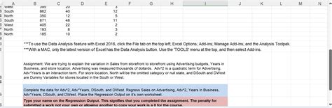Solved ∗⋆∗ To Use The Data Analysis Feature With Excel 2016