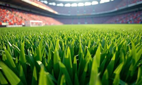 Lush Green Grass Of A Stadium Football Field Ready For The Big Game