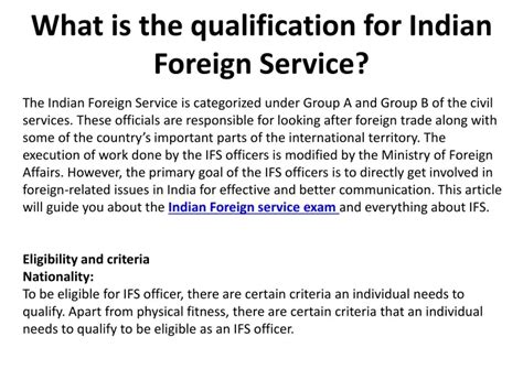 Ppt What Is The Qualification For Indian Foreign Service Powerpoint