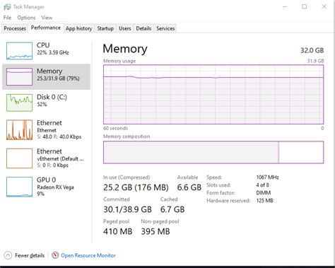 Task Manager Shows Using 80 Memory Only Displaying Me Using Less