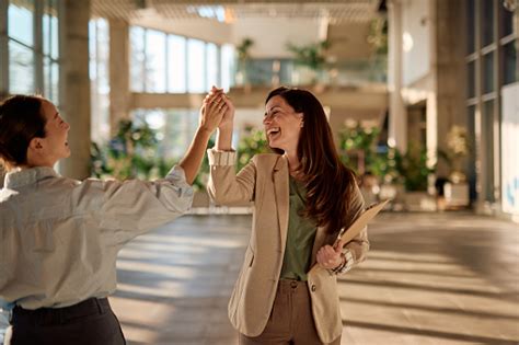 현대 사무실에서의 성공을 축하하며 하이파이브를 하는 두 명의 행복한 사업가 20 29세에 대한 스톡 사진 및 기타 이미지 20 29세 25 29세 2명 Istock