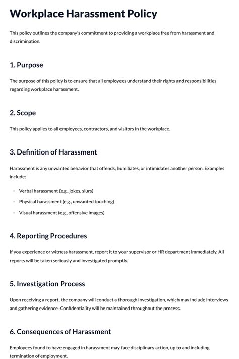 Workplace Harassment Policy Template Template Collaborative Docs For Teams