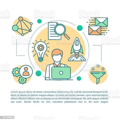 디지털 마케팅 전문 표지 디자인 기사 페이지 벡터 템플릿 브로셔 잡지 선형 아이콘과 텍스트 상자소책자 디자인 요소 인쇄 디자인 텍스트 공간이 있는 개념 그림 개념에 대한