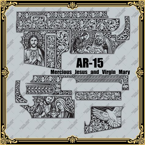 Ar15 Mercious Jesus Virgin Mary Scroll Design Fiber Laser Inspire