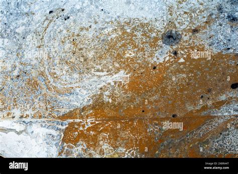 A Dynamically Burnt Metal Surface With Rust Bubbles And Structures Of Disturbances Currents And