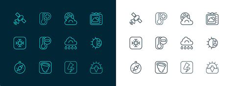 일기 예보 토네이도 비가 내리는 구름 번개 온도계 달 위성 및 아이콘을 설정합니다 벡터 Gui 위젯에 대한 스톡 벡터 아트 및 기타 이미지 Istock