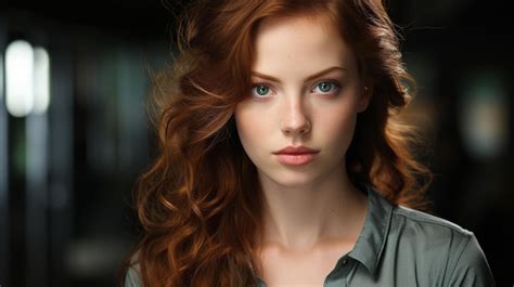 Premium Ai Image Red Head Girl Hd Wallpaper Photographic Image