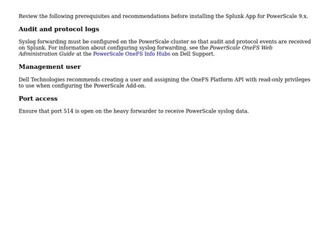 prerequisites dell powerscale app for splunk configuration and