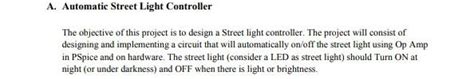 Solved Automatic Street Light Controller The Objective Of