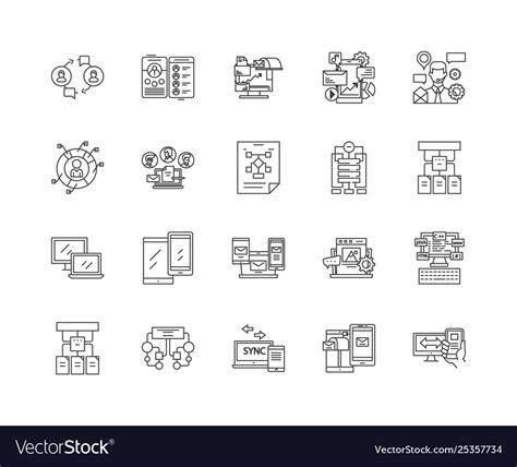 Admin Panel Line Icons Signs Set Outline Vector Image
