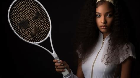 Premium Photo Illustration Of A Young Woman Holding A Tennis Racketa Girl