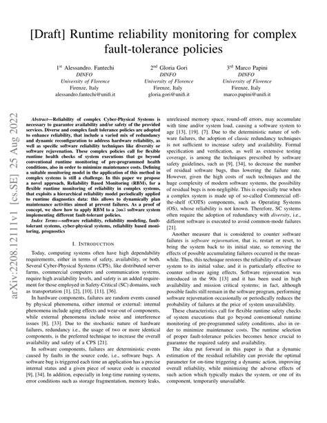 Pdf Runtime Reliability Monitoring For Complex Fault Tolerance Policies