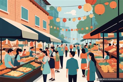 店铺商铺逛街集市场景插画png下载编号614538380256088465 设图网