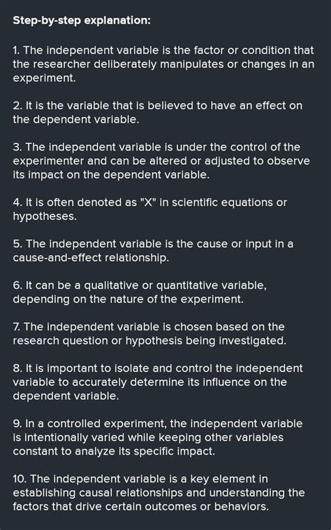 Describe Independent Variable In 10 Sentences Brainly Ph