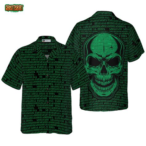 Binary Code Skull Hawaiian Shirt