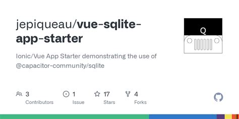 Github Jepiqueauvue Sqlite App Starter Ionicvue App Starter Demonstrating The Use Of
