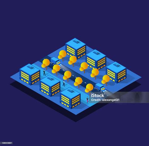 야간 스마트 시티 3d 미래 네온 자외선 0명에 대한 스톡 벡터 아트 및 기타 이미지 0명 거리 건축 Istock