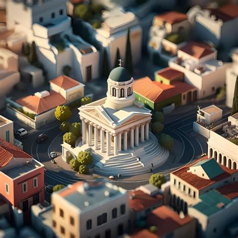 Un Pequeño Pueblo Con Un Pequeño Edificio Blanco Con Un Círculo En El