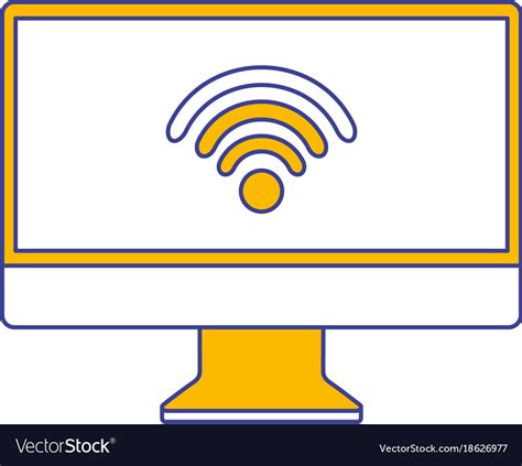 Monitor Computer Wifi Connection Screen Device Vector Image