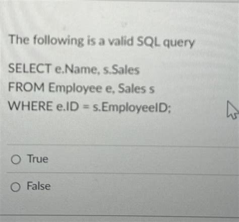 Solved The Following Is A Valid Sql Queryselect Ename S