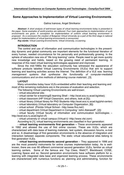 Pdf Some Approaches To Implementation Of Virtual Learning Environments
