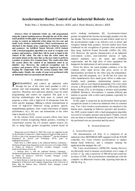 Pdf Accelerometer Based Control Of An Industrial Robotic Arm