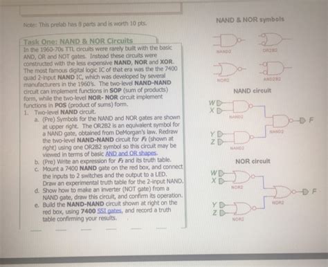 Solved NAND NOR Symbols Note This Prelab Has 8 Parts And Chegg Com