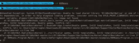system dllnotfoundexception unable to load shared library dlibdotnetnative with the kkmeans