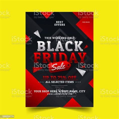 사실적인 블랙 프라이데이 수직 포스터 템플릿 벡터 디자인 일러스트레이션 3차원 형태에 대한 스톡 벡터 아트 및 기타 이미지