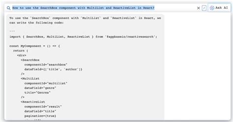 React Ui Component For Question Answering From Reactivesearch A Post Showing Its Use For