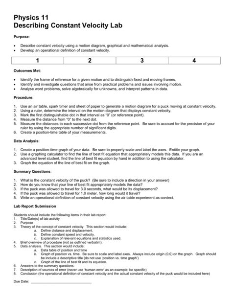 Constant Velocity Lab