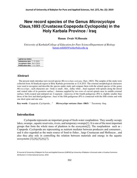 Pdf New Record Species Of The Genus Microcyclops Claus1893