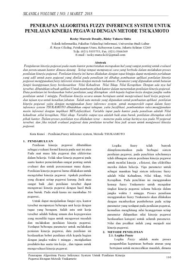 Penerapan Algoritma Fuzzy Inference System Untuk Penilaian Kinerja Pegawai Dengan Metode Tsukamoto