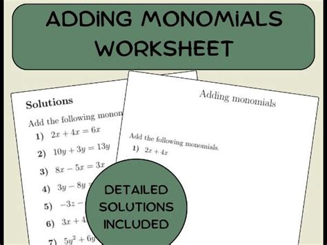 Adding Monomials Worksheet Cazoom Maths Worksheets Printable Maths